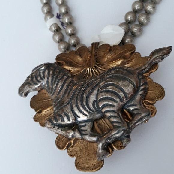 Jewelry | Zebra Spoon Antique Gold And Silver Clip On Long Bead ...